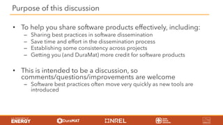 Best practices for DuraMat software dissemination | PPT