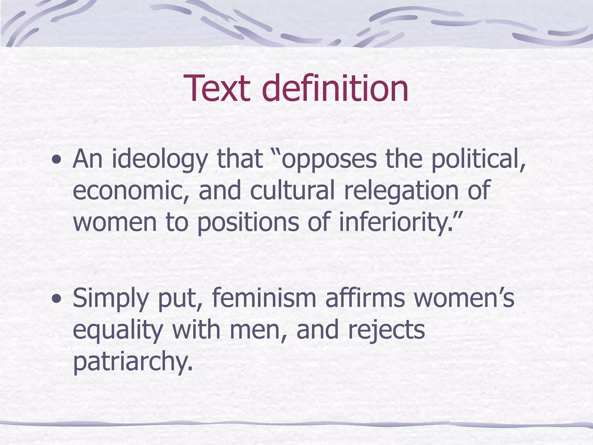 Feminism report presentation.GEE102.pptx | Healthy Living