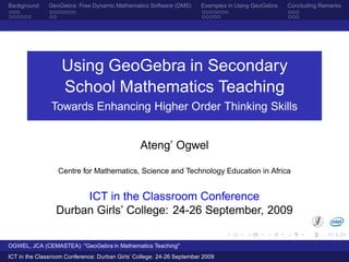 Using GeoGebra to Enhance Higher Order Thinking in Math Teaching | PPT