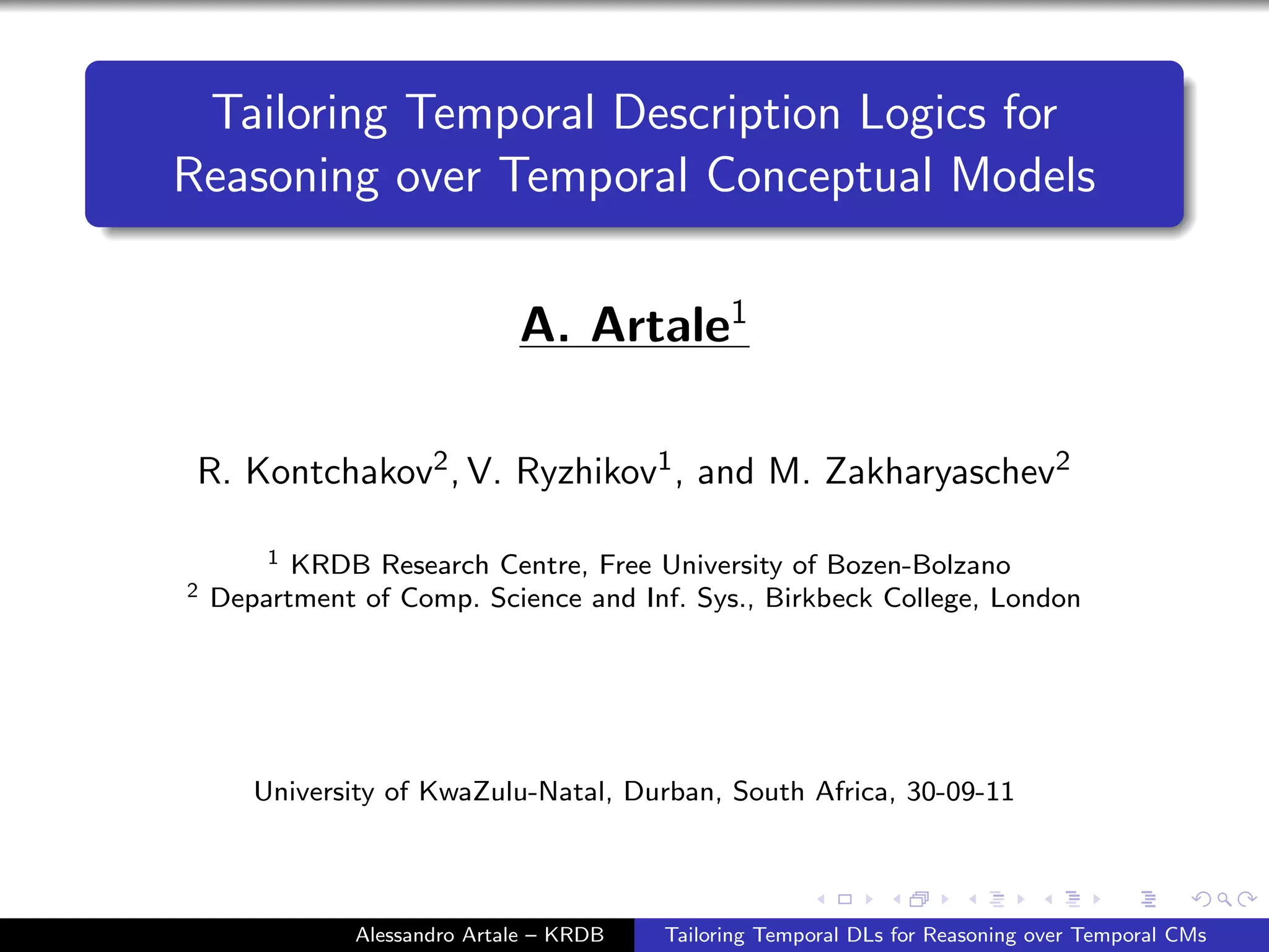 Tailoring Temporal Description Logics for Reasoning over Temporal Conceptual Models | PPT