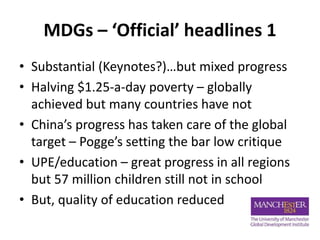 From the Millennium Development Goals to Sustainable Development Goals ...