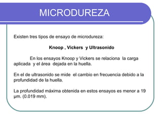 DUREZA VICKERS Y MICRODUREZA | PPT