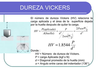 DUREZA VICKERS Y MICRODUREZA | PPT