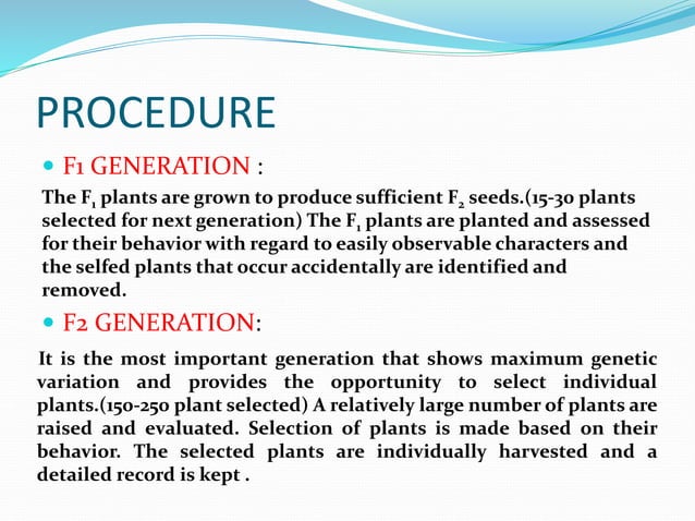 PEDIGREE METHOD OF PLANT BREEDING | PPTX | Gardening | Home & Garden