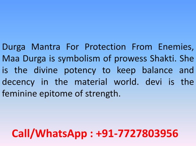 Durga mantra for protection from enemies | PPTX | Hinduism | Religion ...