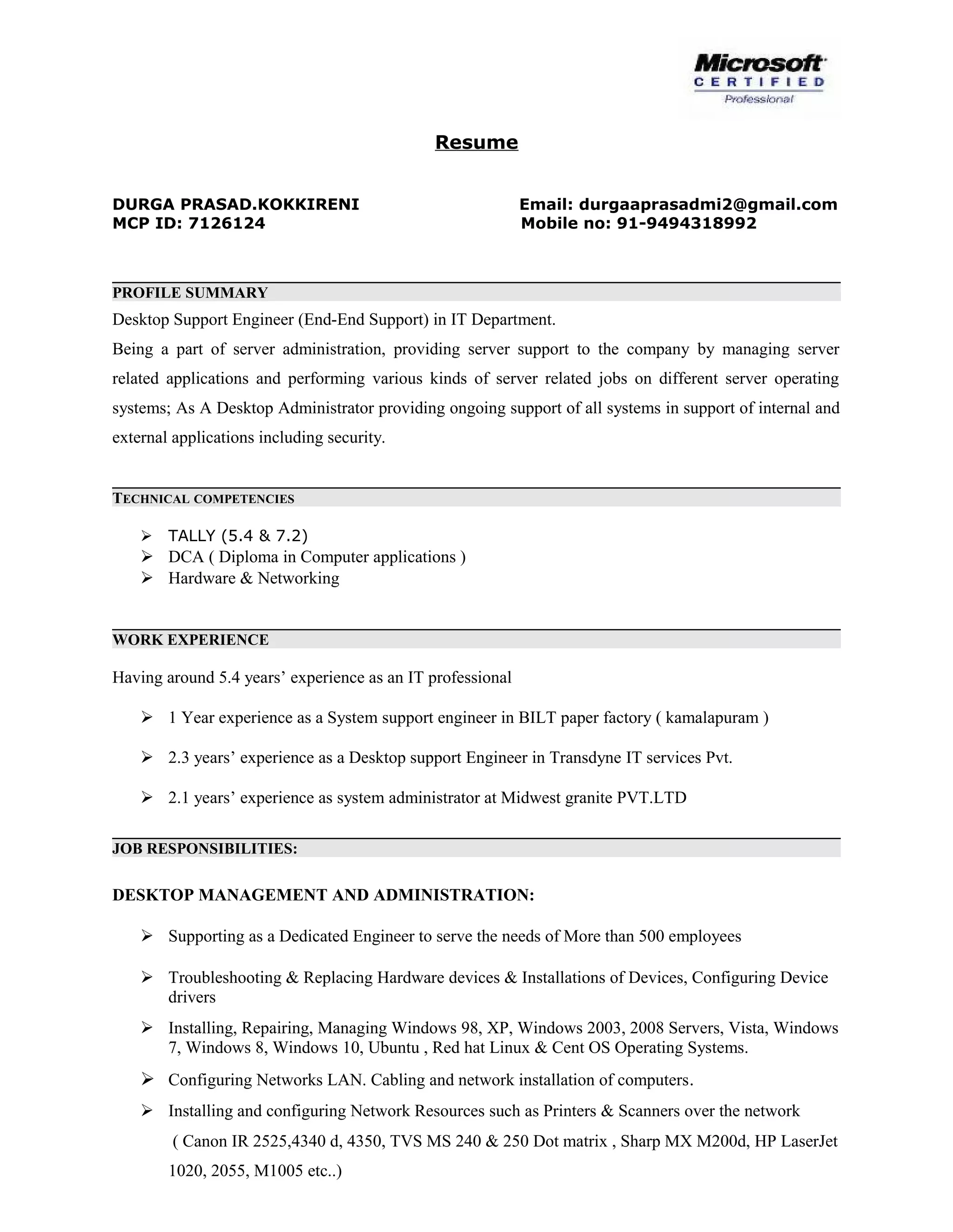 Durga prasad resume | PDF