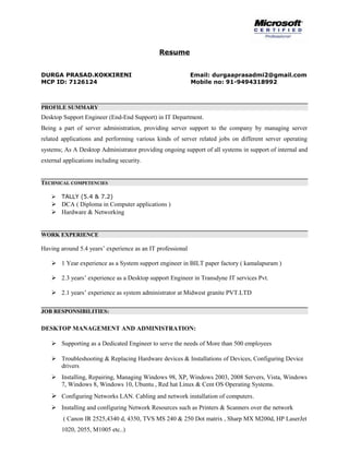 Durga prasad resume | DOC