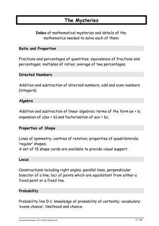 Durham maths mysteries | DOC