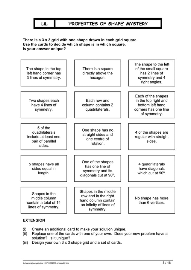 Durham maths mysteries | DOC