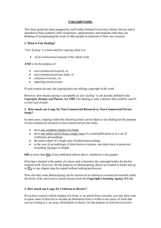 Durham university library copyright guide | PDF