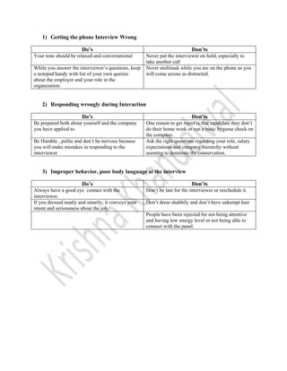 Interview Techniques - During the interview | PDF
