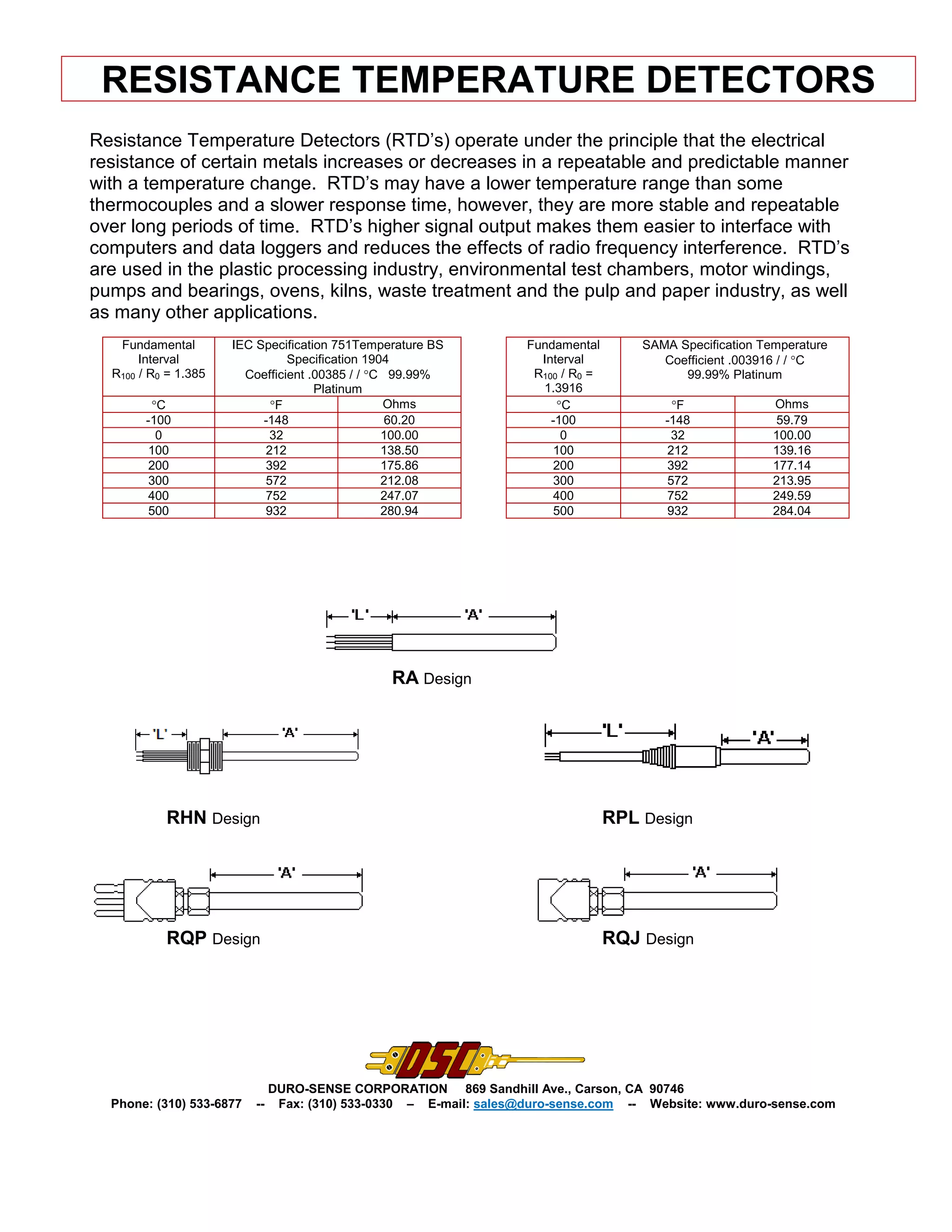 Duro-Sense RTD Catalog | PDF
