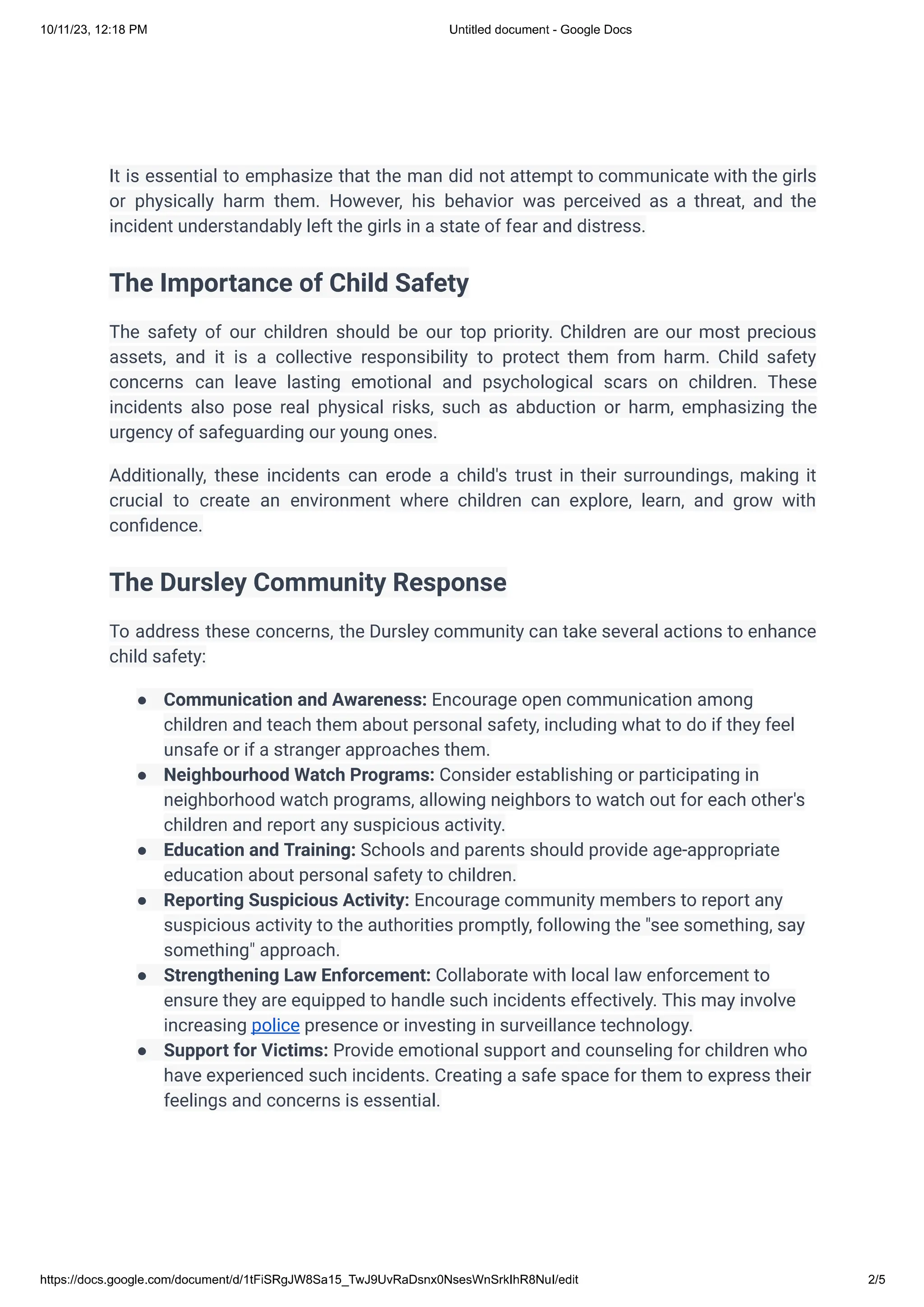 Dursley-Concerns Raised After Young Girls Followed by Man | PDF