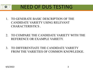 DUS CHARACTERIZATION OF TETRAPLOID COTTON | PPT