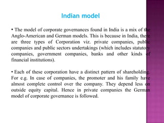 Models of corporate Governance presented by Dushyant Maheshwari | PPTX