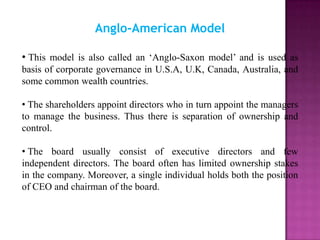 Models of corporate Governance presented by Dushyant Maheshwari | PPTX