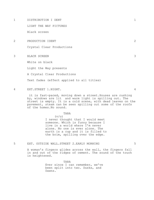 Ella Sanderson's AS opening Sequence script: Dusk dawn (working title) | PDF | Drama | Genres