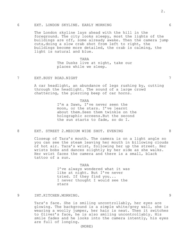 Ella Sanderson's AS opening Sequence script: Dusk dawn (working title ...