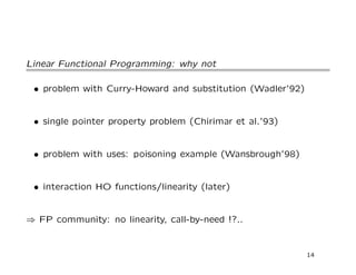 Linear Functional Programming | PDF | Computing | Technology & Computing