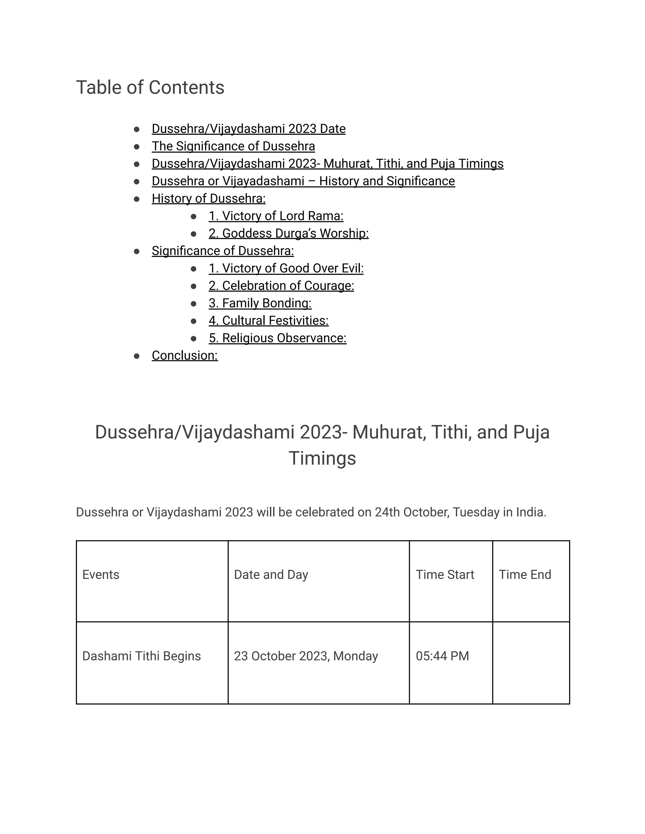 Dussehra/Vijaydashami 2023 | PDF