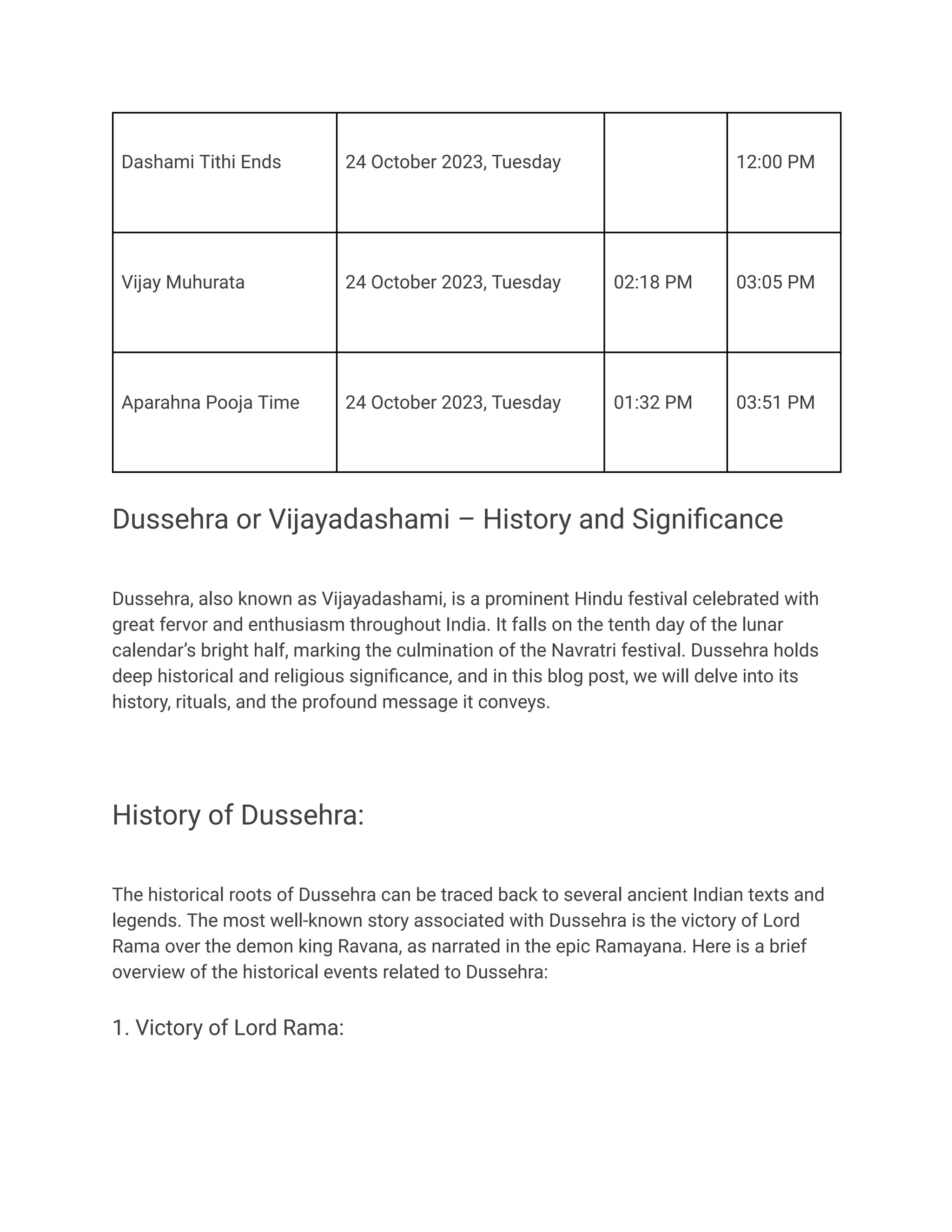 Dussehra/Vijaydashami 2023 | PDF