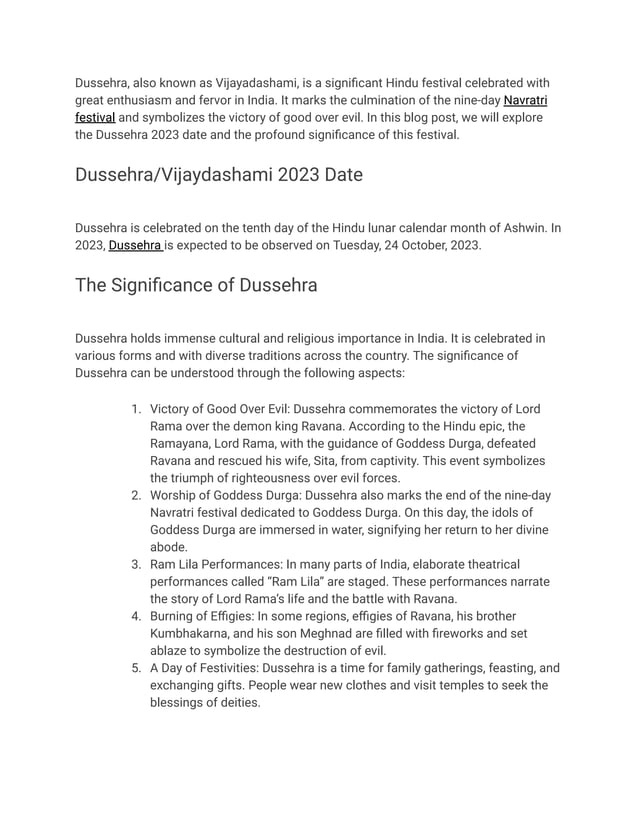 Dussehra/Vijaydashami 2023 | PDF
