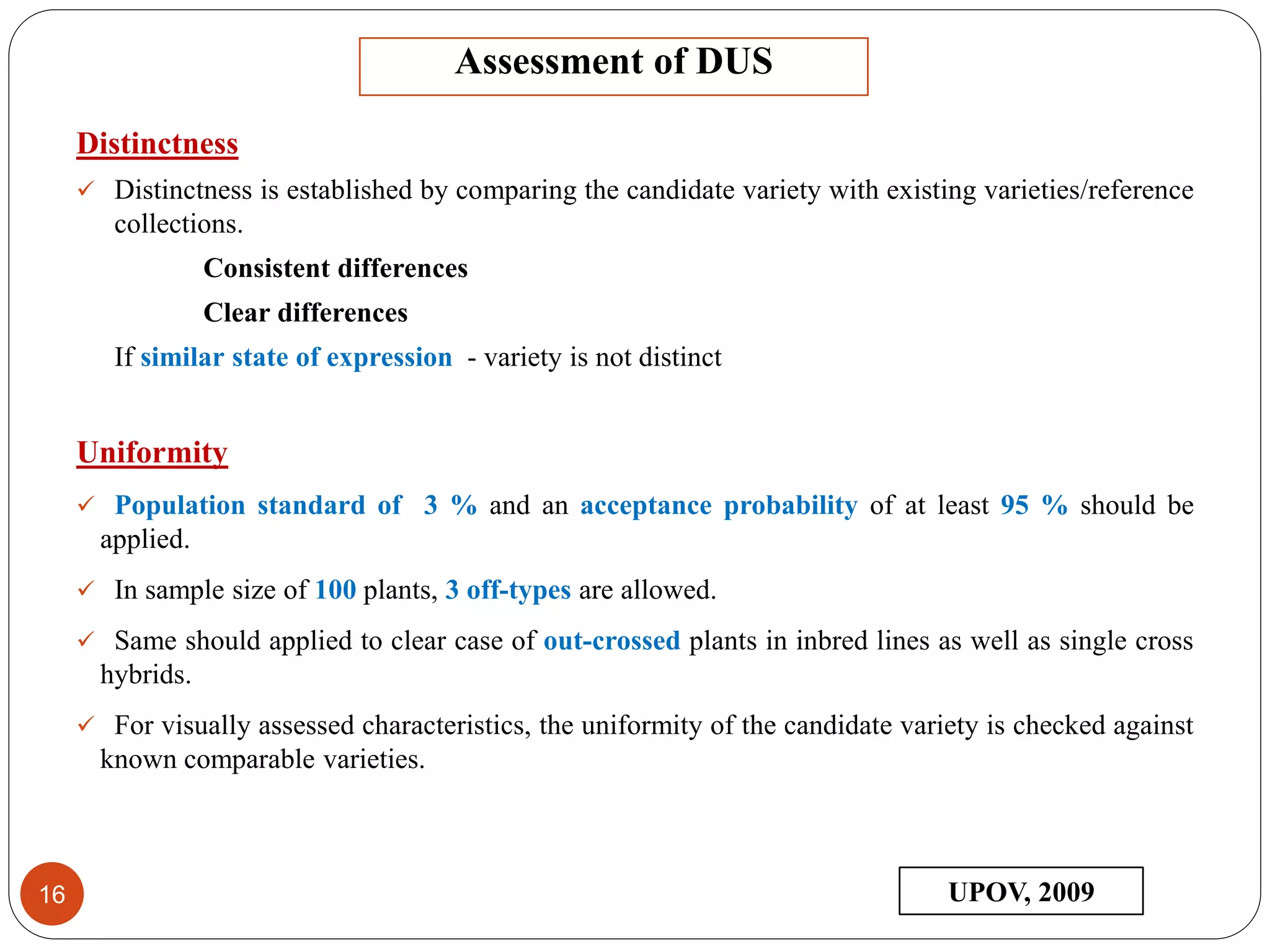 DUS Test Guidelines for Maize | PPTX