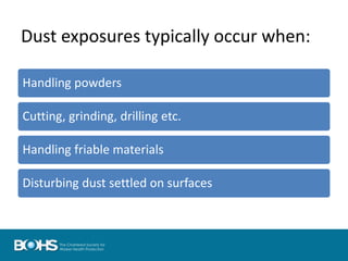 Dust exposure, effects, limits, control | PPT