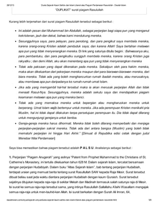 Dusta sejarah kaum salibis dan islam liberal atas piagam perdamaian rasulullah | PDF