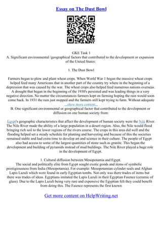 Dust Bowl Essay | PDF