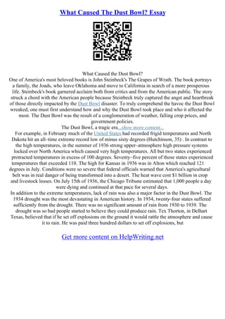 Dust Bowl Essay | PDF