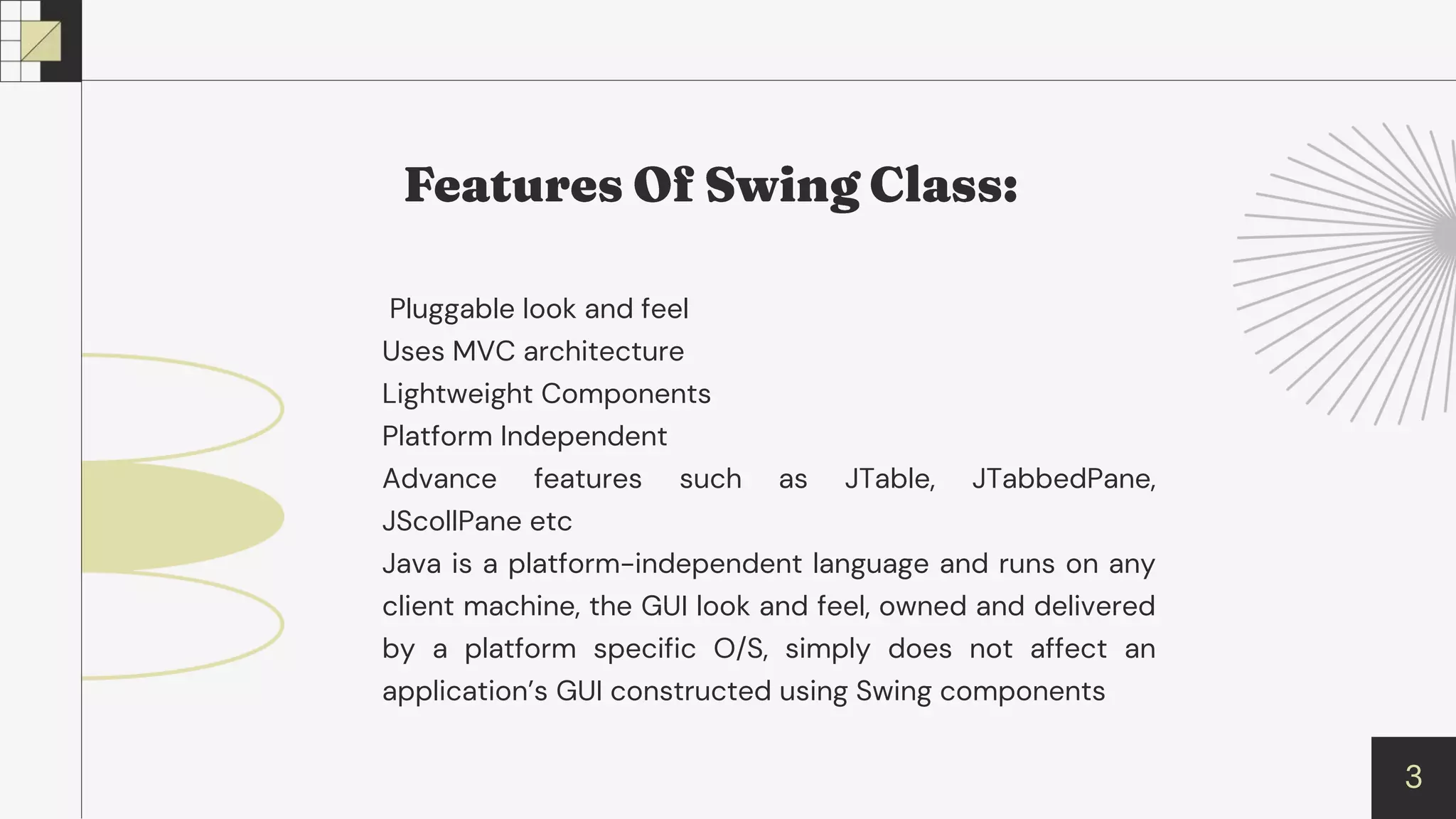 Swing components | PPTX | Programming Languages | Computing