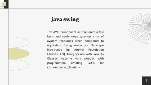 Swing components | PPTX | Programming Languages | Computing