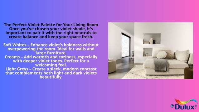 Use Smoky Violet and Neutrals for a Stylish Living Room | PPTX