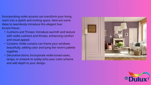 Use Smoky Violet and Neutrals for a Stylish Living Room | PPTX