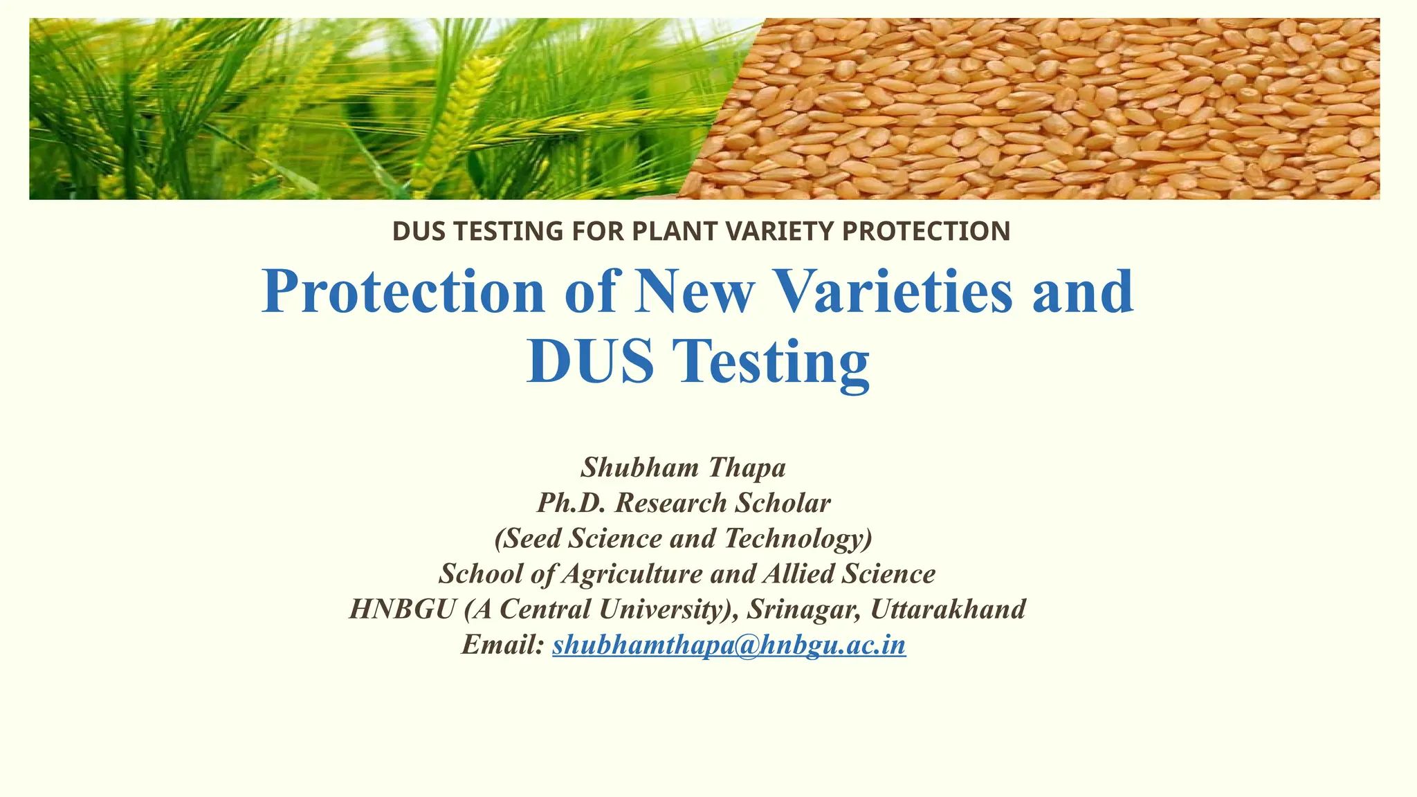 Protection of New Varieties and DUS testing | PPTX