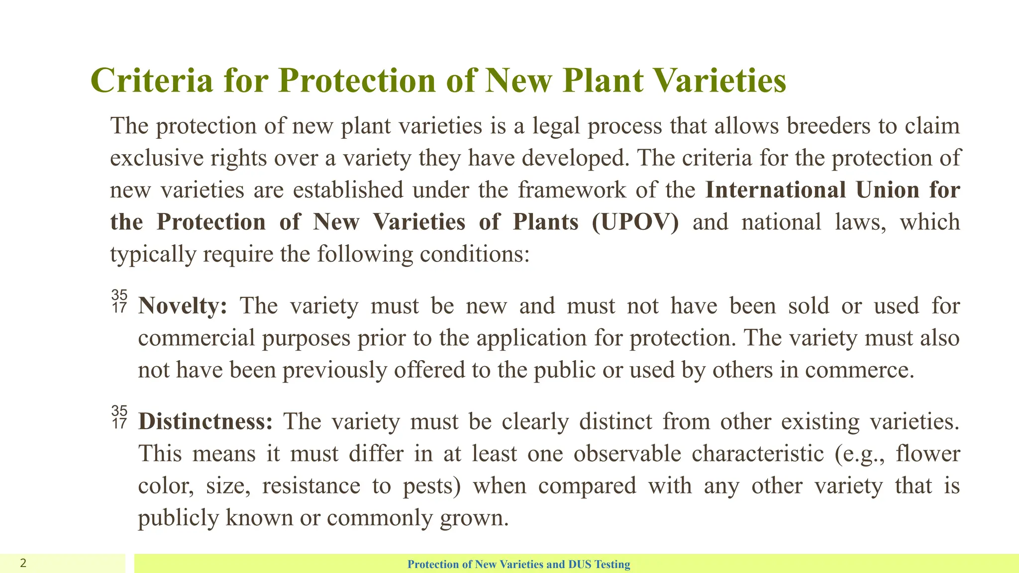 Protection of New Varieties and DUS testing | PPTX