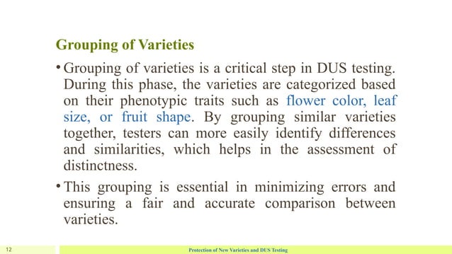 Protection of New Varieties and DUS testing | PPTX