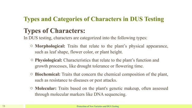 Protection of New Varieties and DUS testing | PPTX