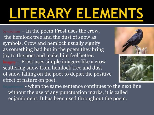 Dust of snow by ROBERT FROST | PPTX | Poetry | Books and Literature