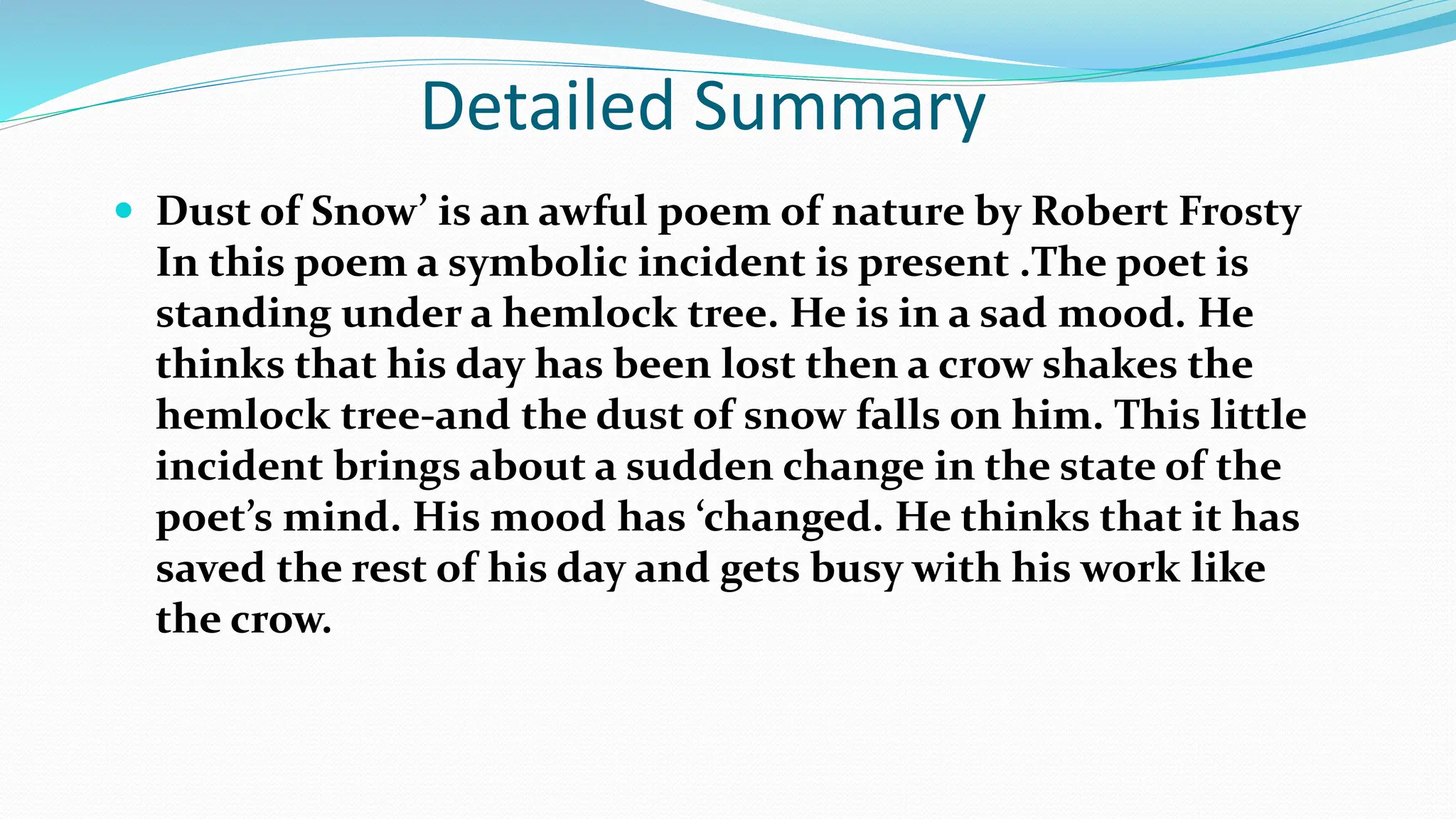 Dust Of Snow By Robert Frost Class-X English CBSE | PPTX
