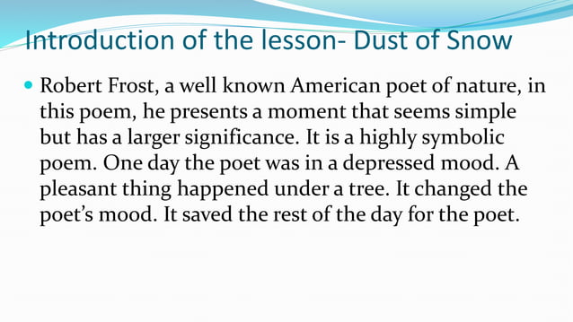 Dust Of Snow By Robert Frost Class-X English CBSE | PPTX