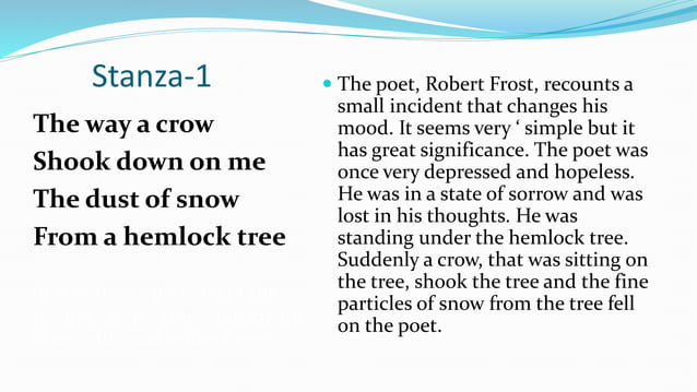 Dust Of Snow By Robert Frost Class-X English CBSE | PPTX