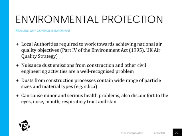 Workplace and Environmental Dust Monitoring seminar BSRIA and TSI HSE ...