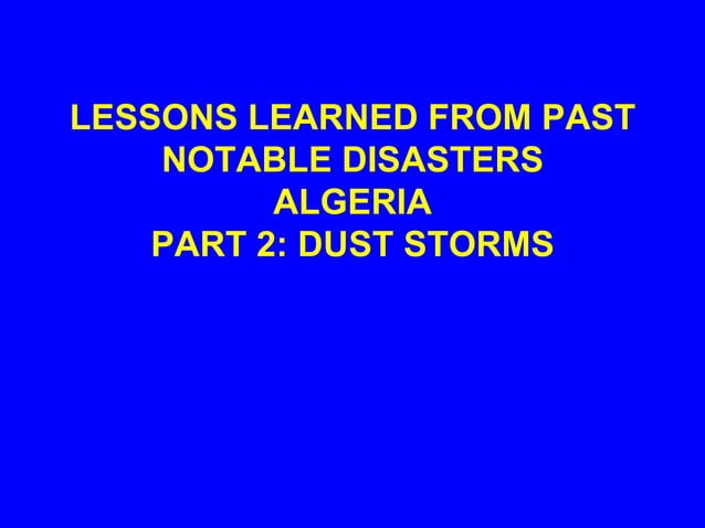 Dust Storm Disasters in the Sahara | PPT