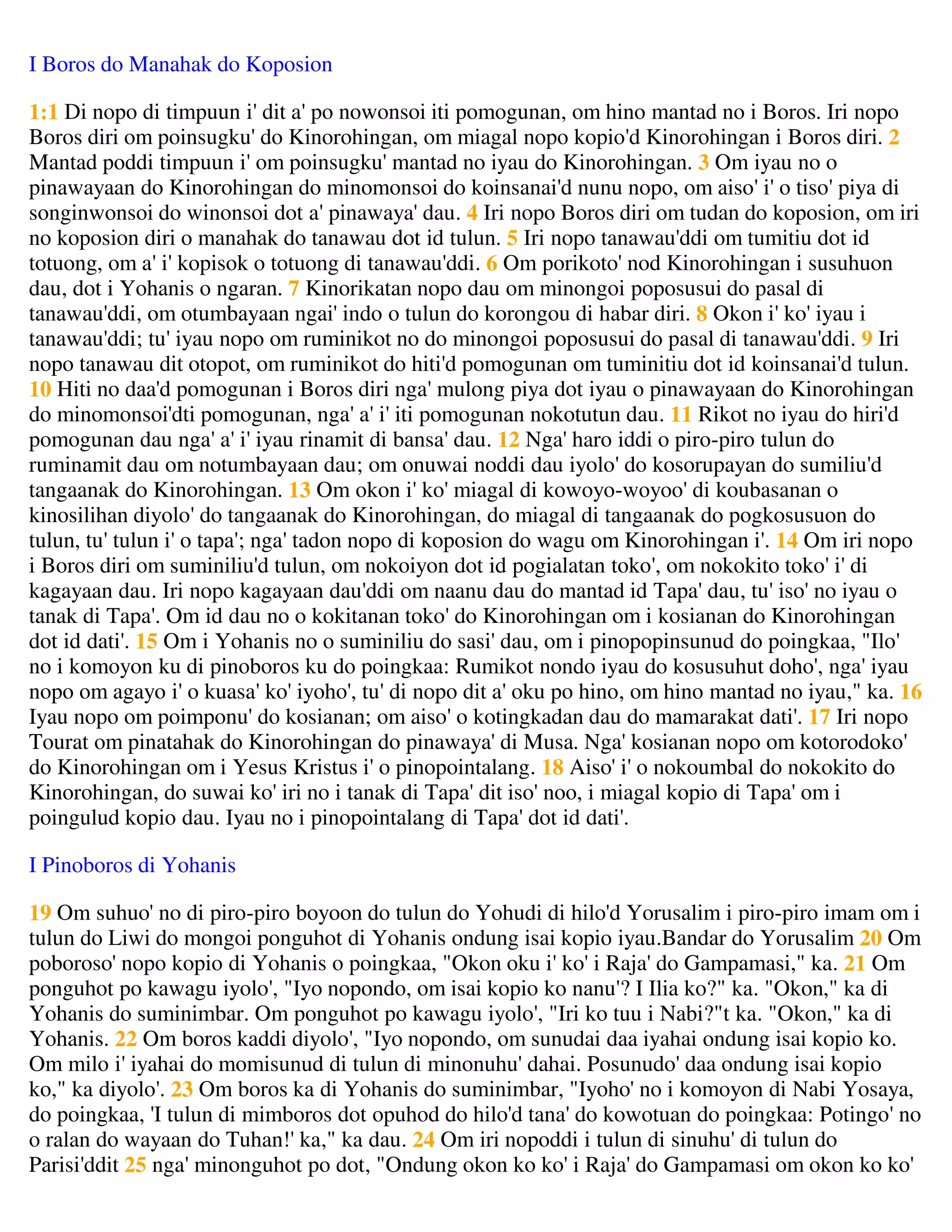 Dusun bible gospel of john | PDF