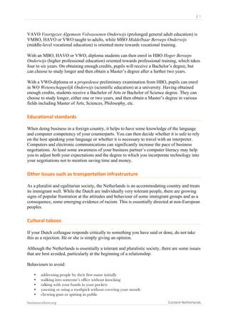 Dutch business culture guide - Learn about the Netherlands | PDF
