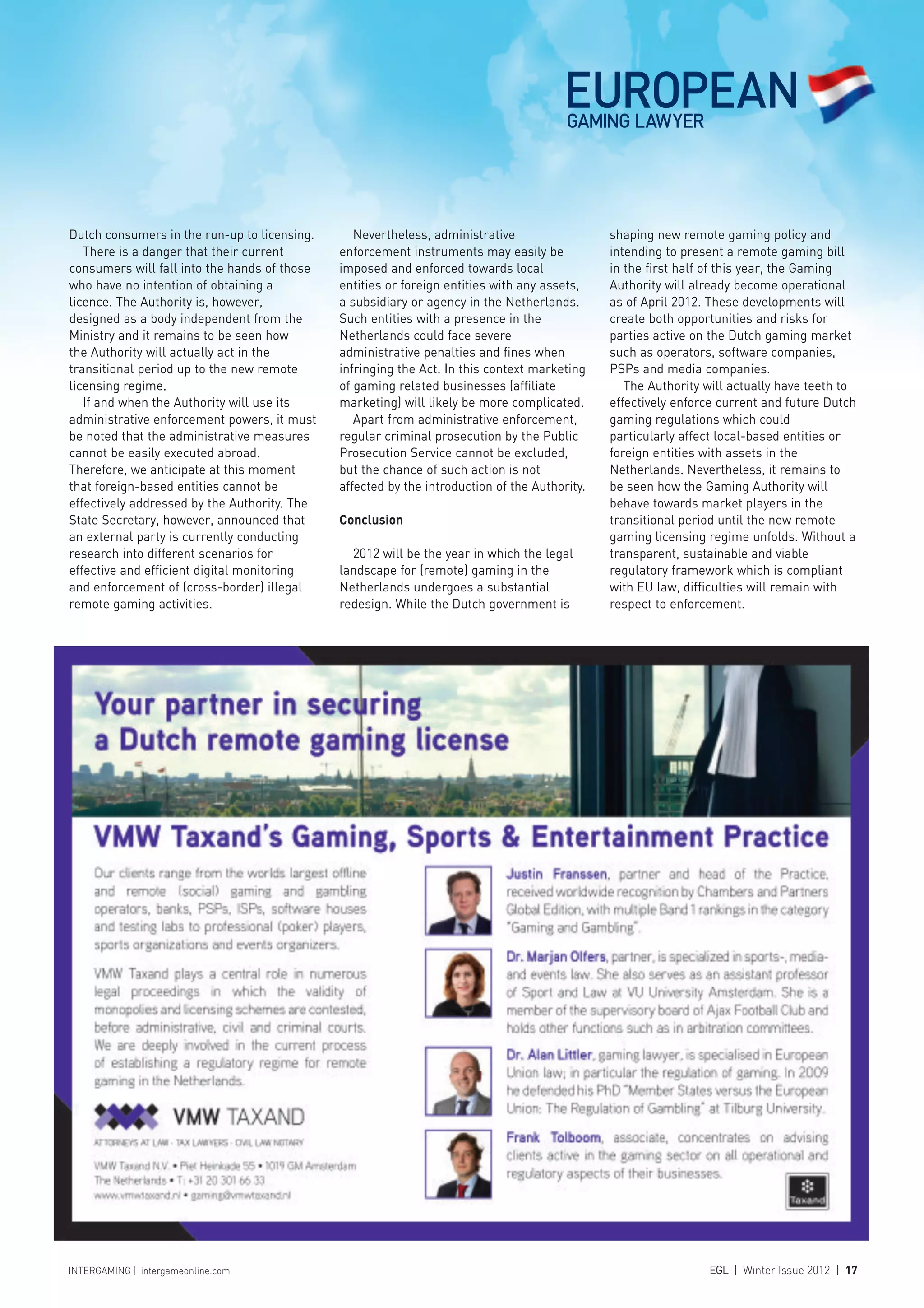 Dutch gaming authority installed ahead of opening up remote gaming ...