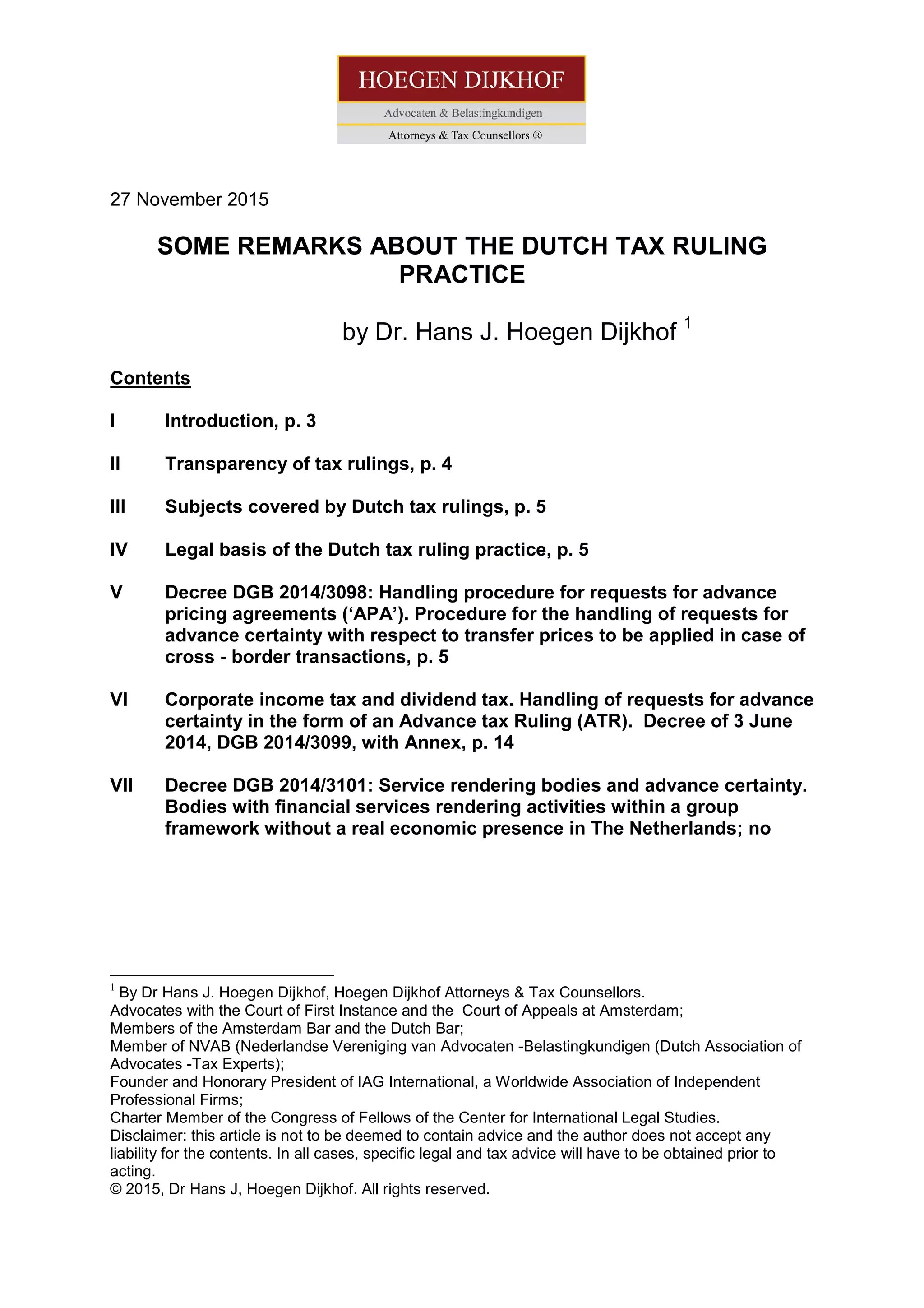 Dutch ruling practice: how does it work? | PDF