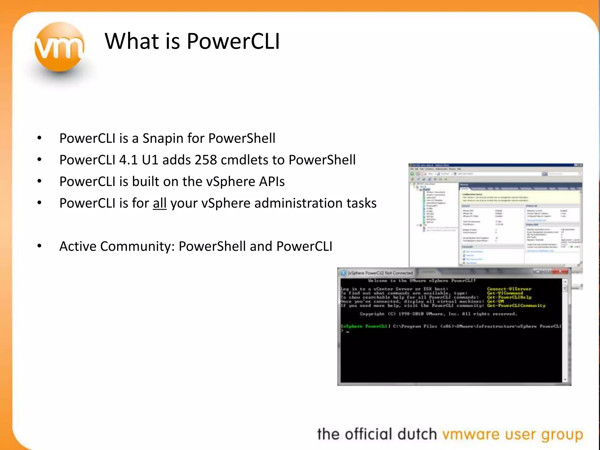 Dutch VMUG 2010 PowerCLI Presentation | PPT